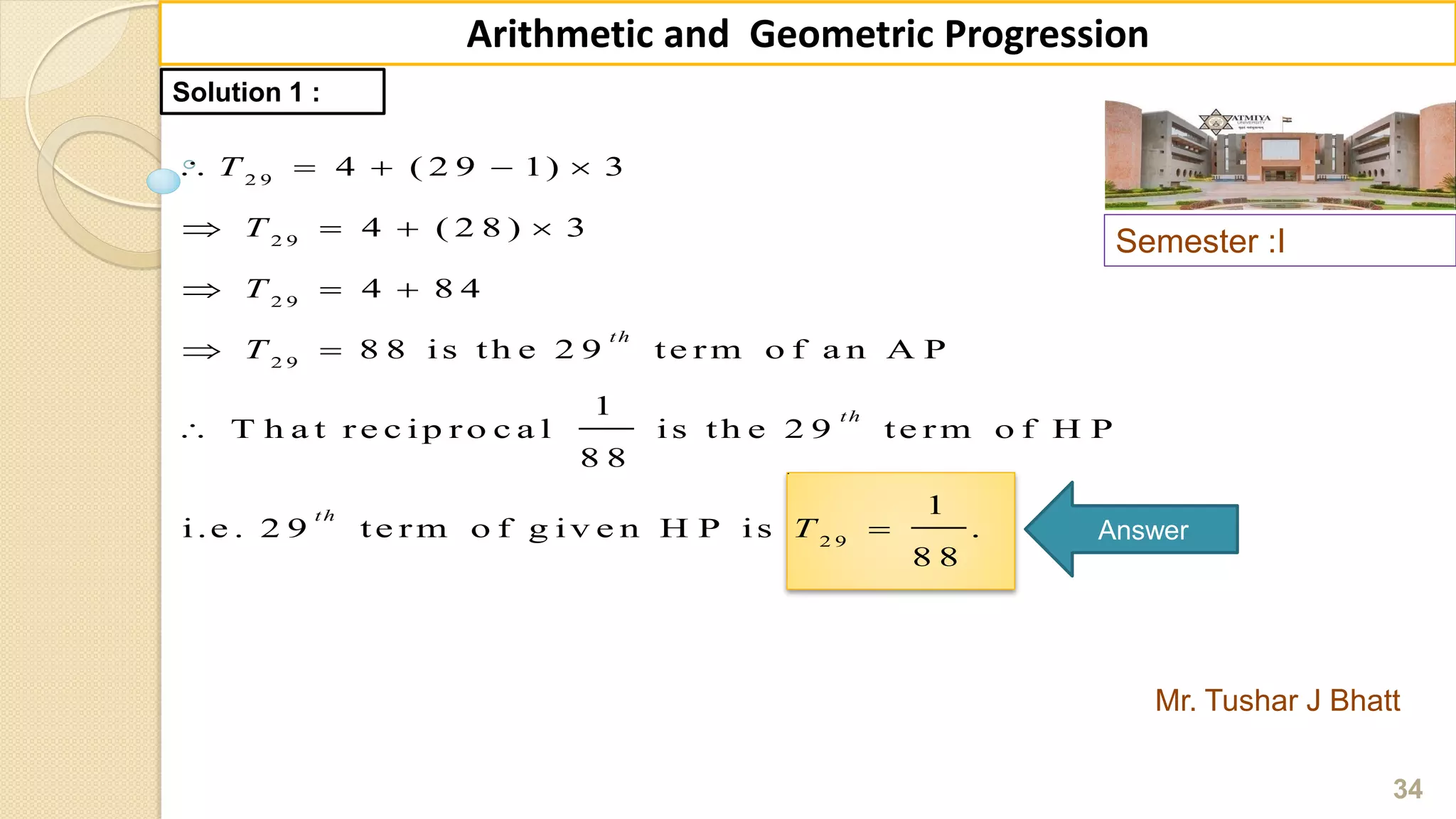 Arithmetic and Geometric Progressions | PDF