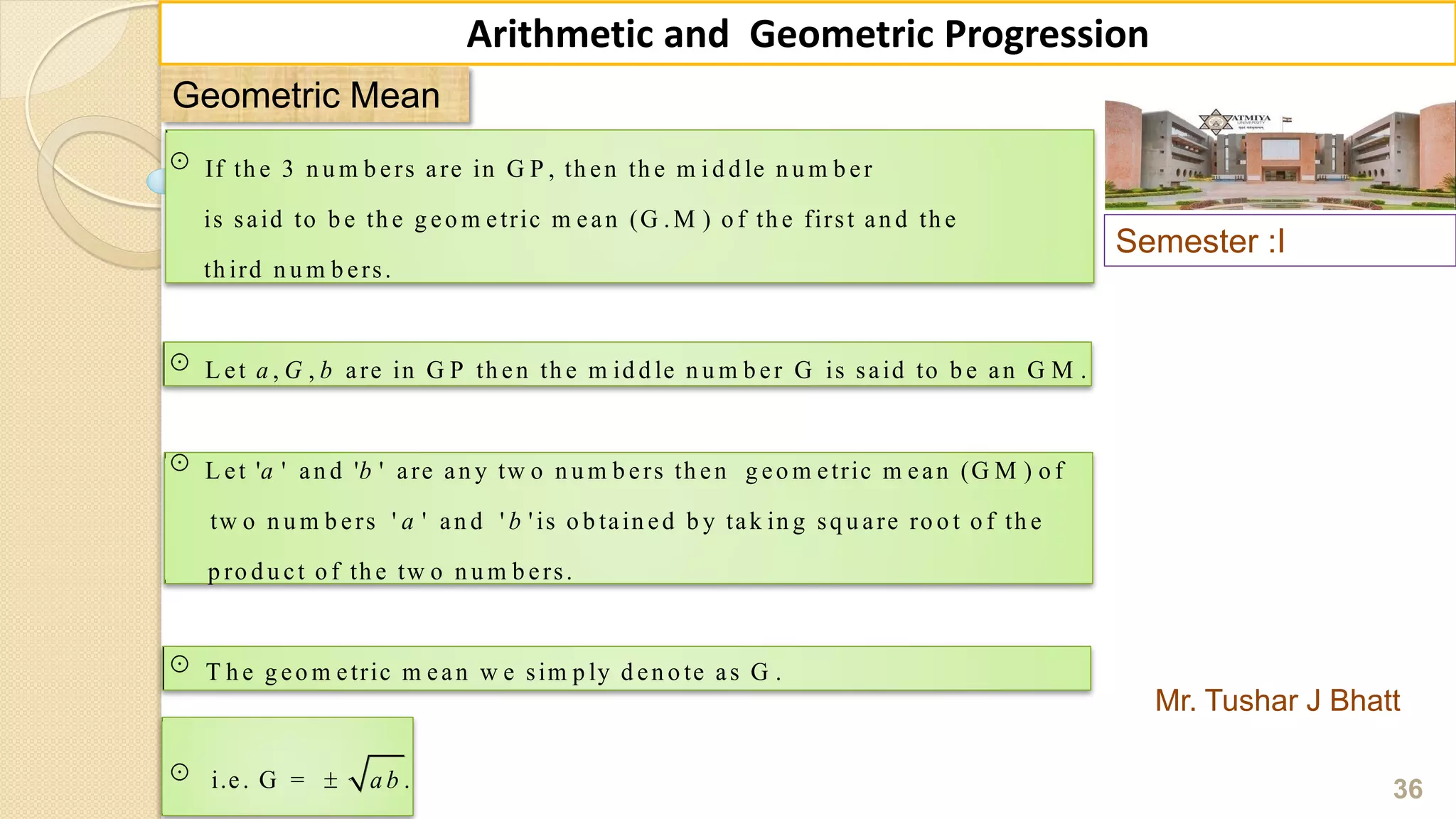Arithmetic and Geometric Progressions | PDF