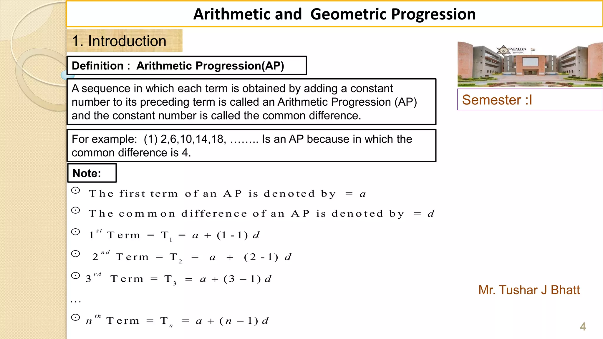 Arithmetic and Geometric Progressions | PDF