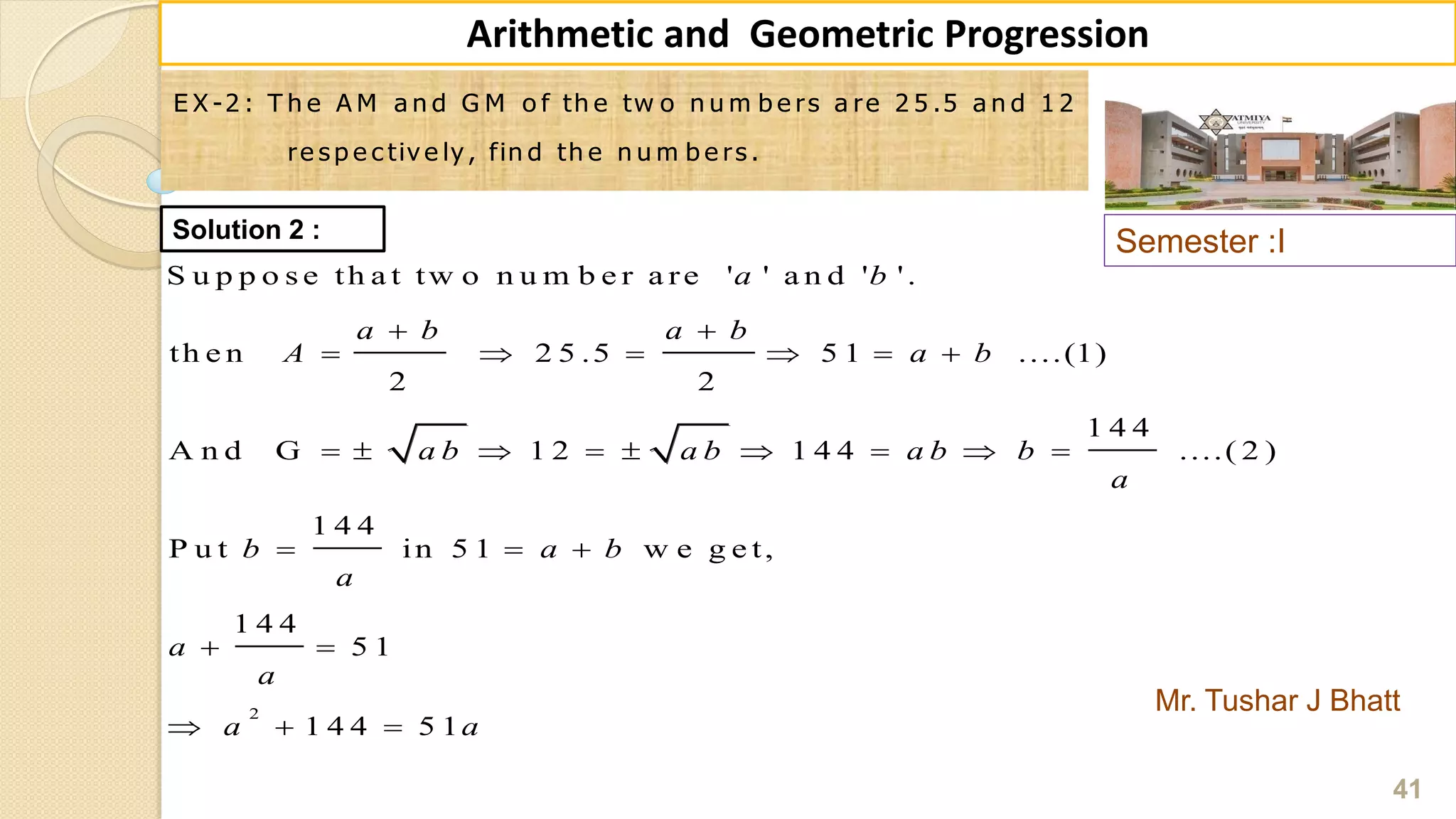 Arithmetic and Geometric Progressions | PDF