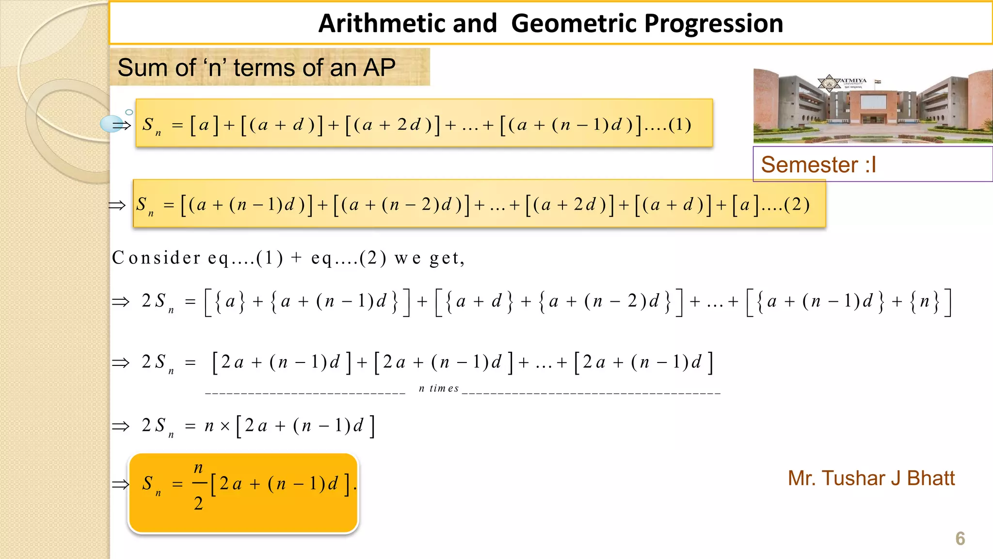 Arithmetic and Geometric Progressions | PDF