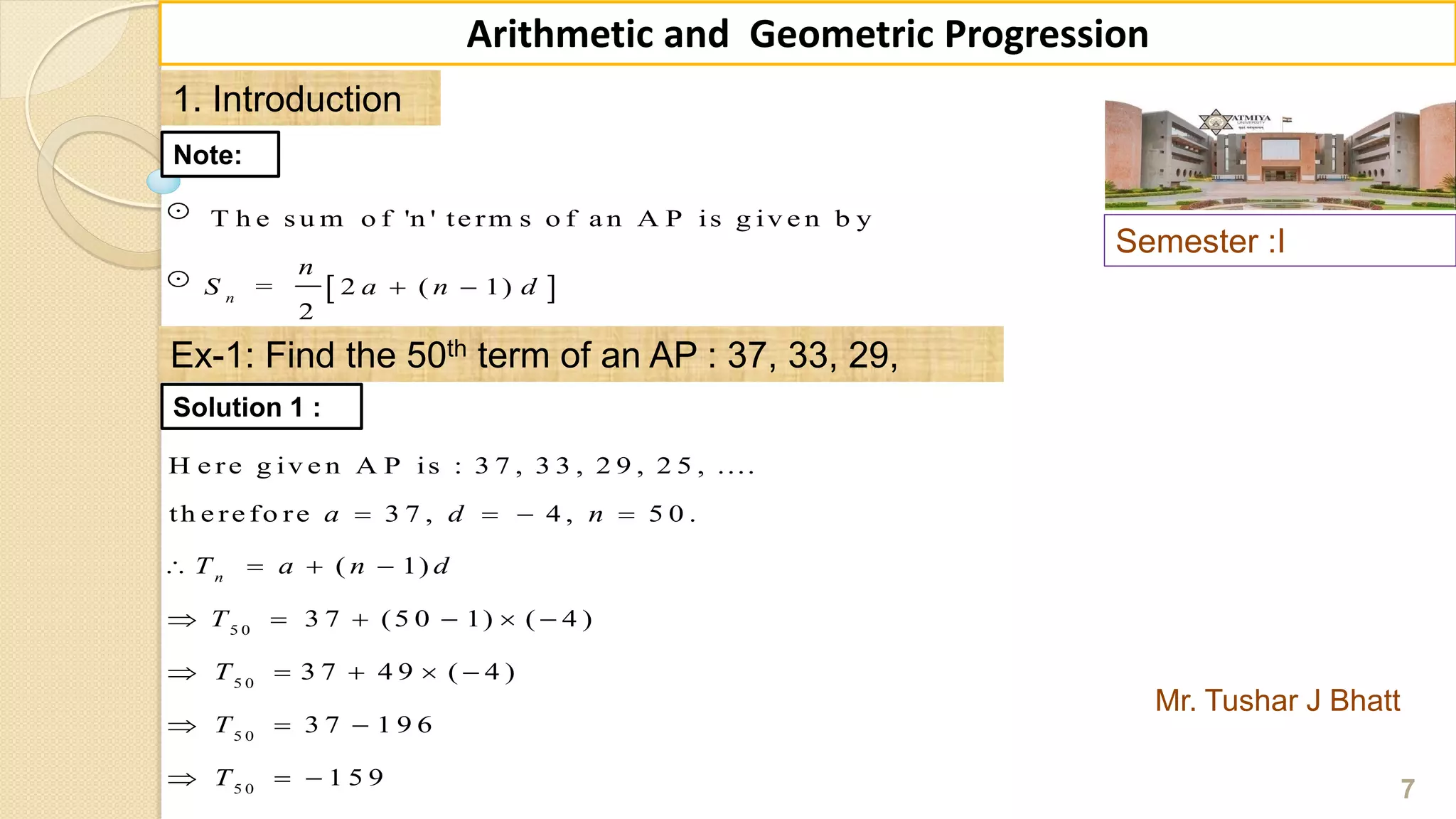 Arithmetic and Geometric Progressions | PDF
