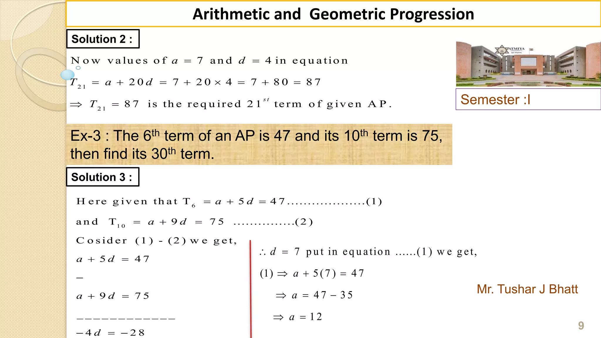 Arithmetic and Geometric Progressions | PDF