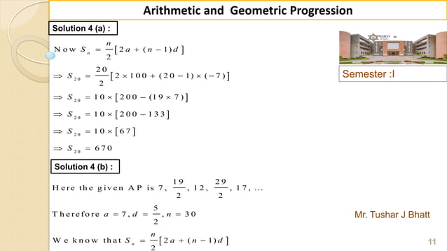 Arithmetic and Geometric Progressions | PDF