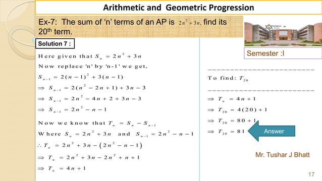 Arithmetic and Geometric Progressions | PDF