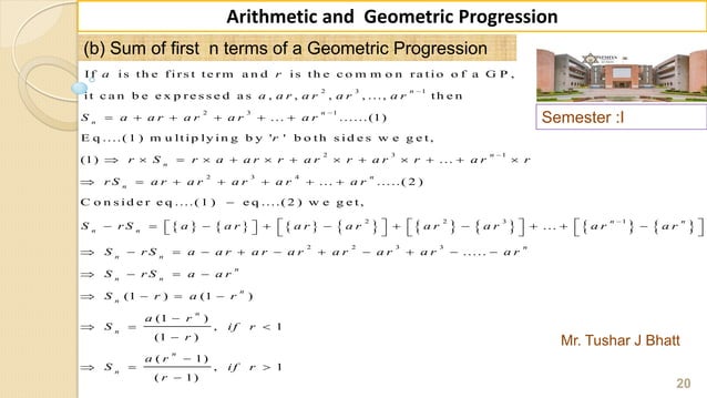Arithmetic and Geometric Progressions | PDF