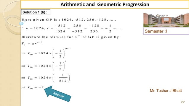Arithmetic and Geometric Progressions | PDF