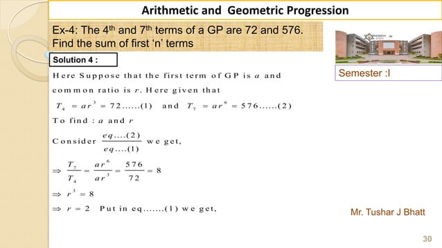 Arithmetic and Geometric Progressions | PDF