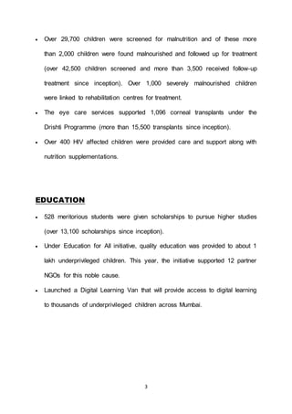 A PANORAMIC VIEW ON THE CSR ACTIVITIES CONDUCTED BY RELIANCE INDUSTRIES ...