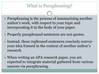 APA Paraphrasing Workshop.ppt