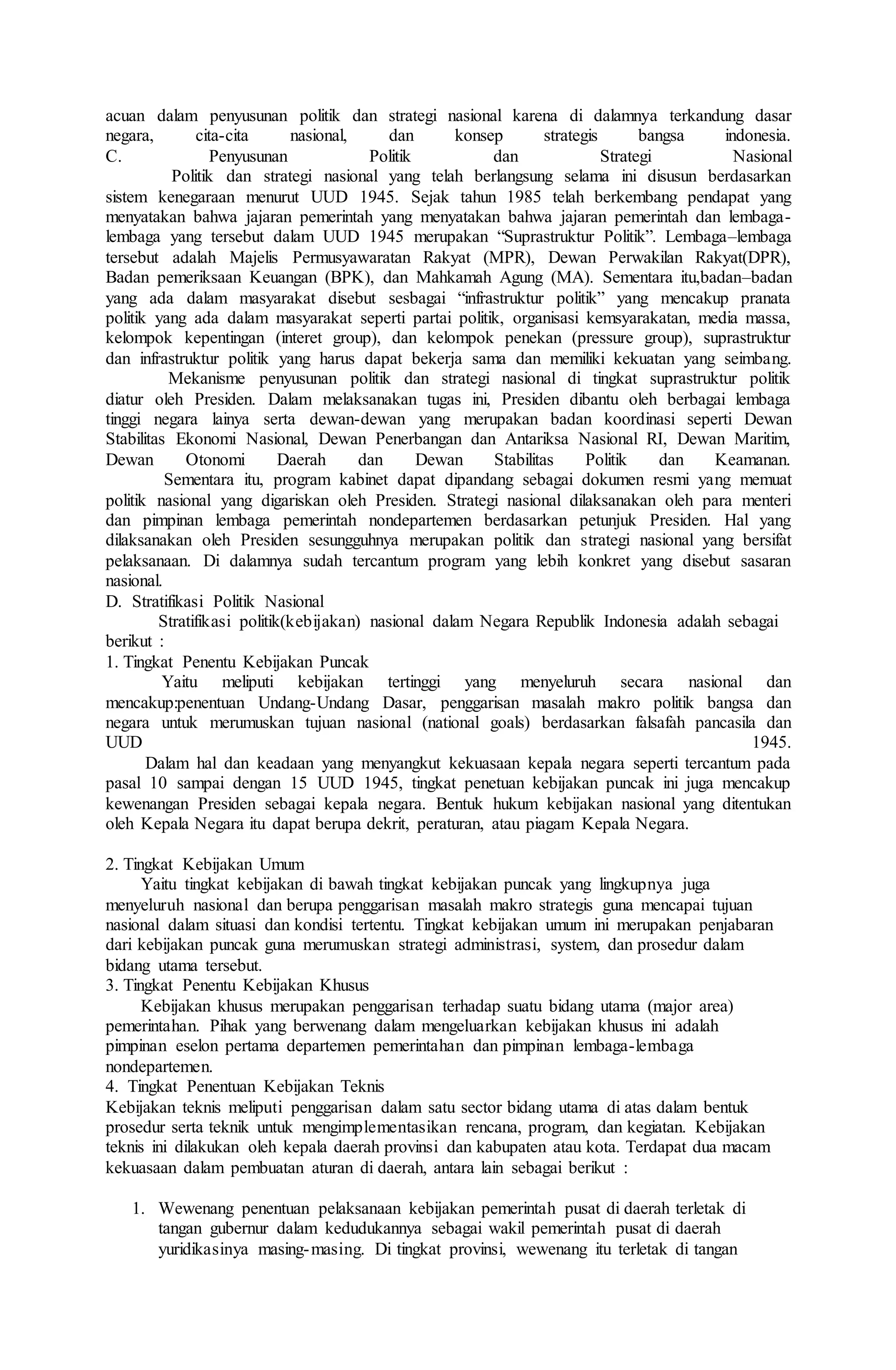 Apa pengertian politik, strategi dan politik strategi nasional | DOCX
