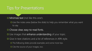 Citing Sources in APA Style in a Presentation | PPTX