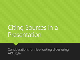 Citing Sources in APA Style in a Presentation | PPTX