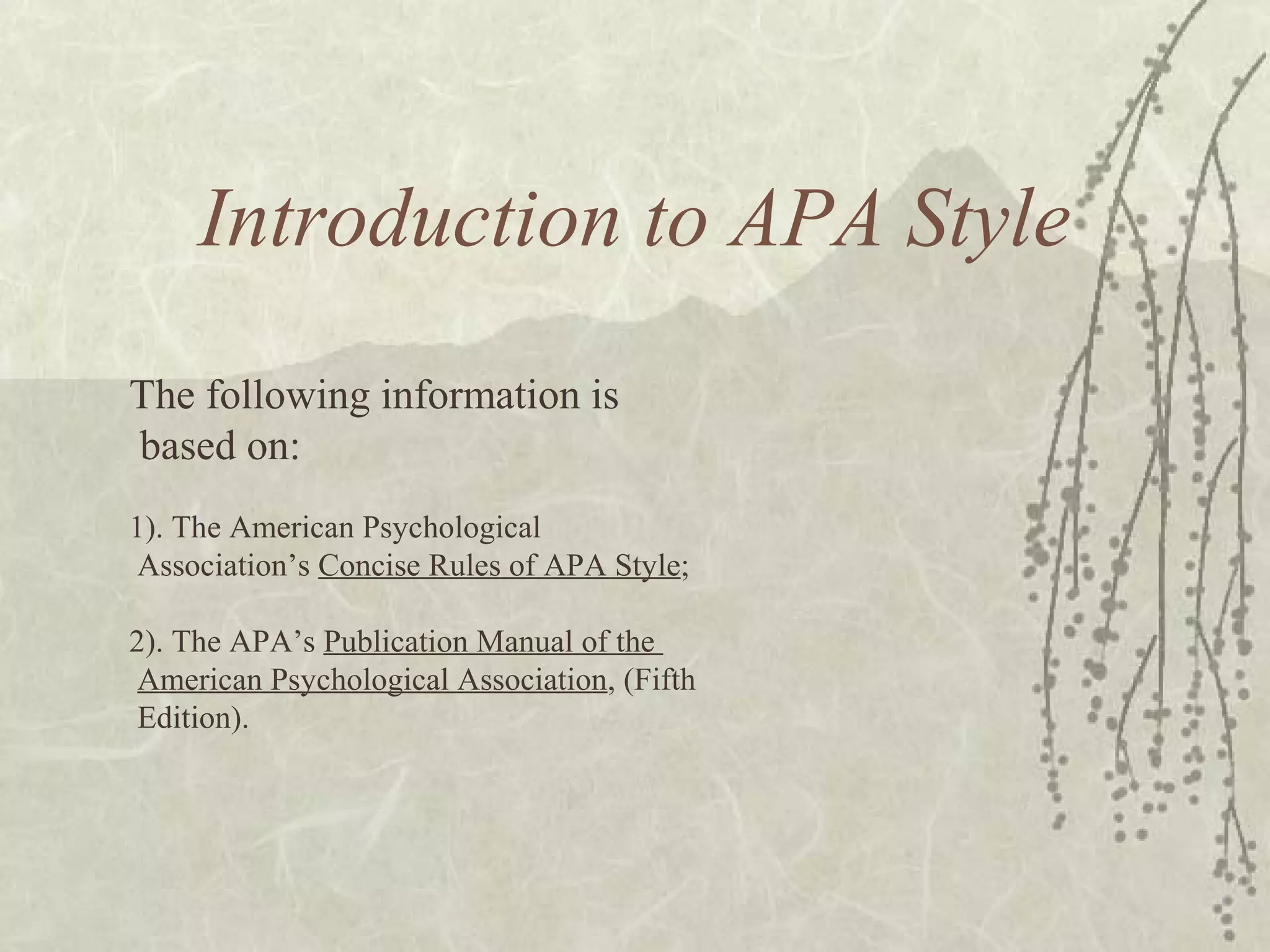 Introduction to APA Style | PPT