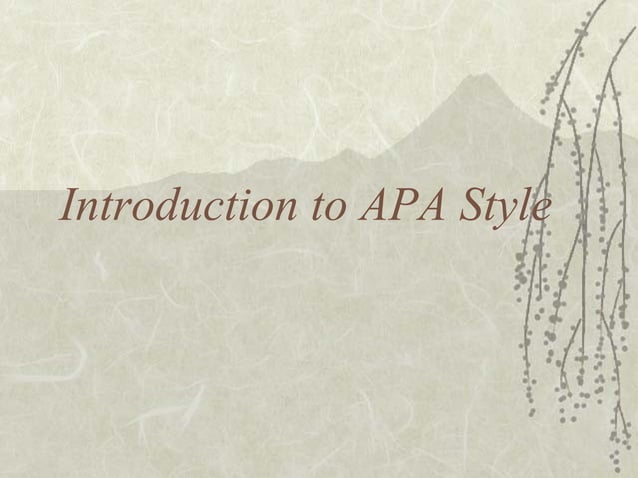 Introduction to APA Style | PPT