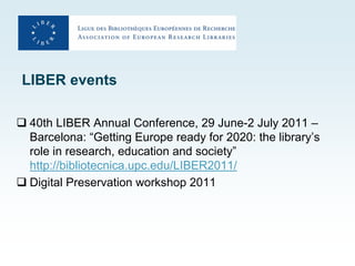 Research libraries in a European e-science infrastructure | PPT