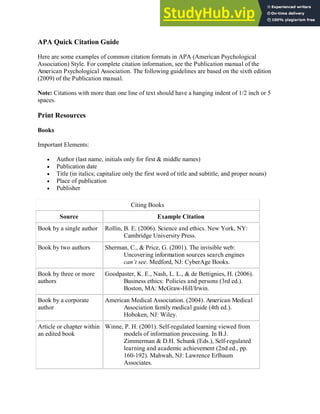 APA Quick Citation Guide | PDF | Business | Business and Finance