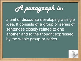 A paragraph is... | PPTX | Homework and Study | Education