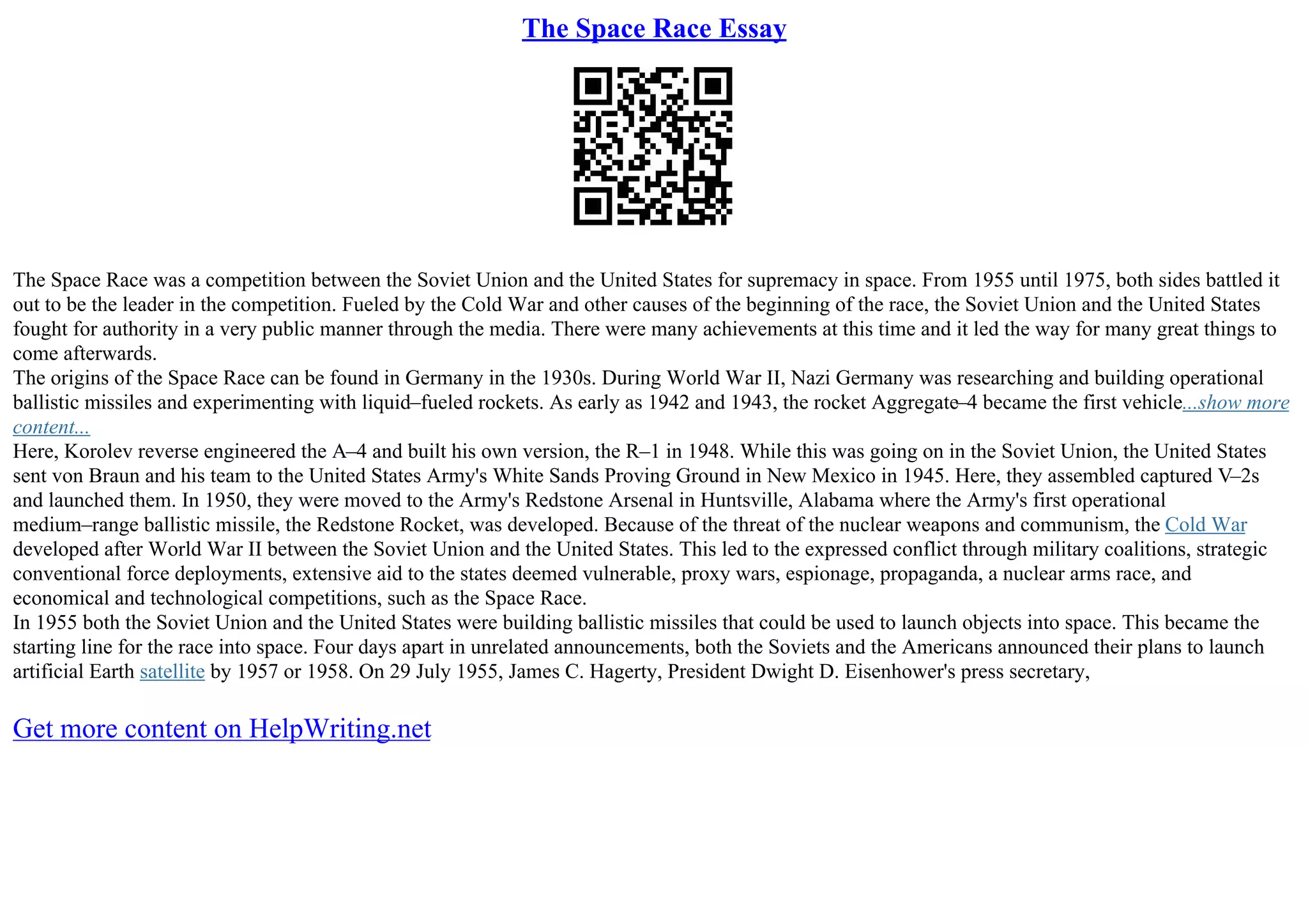 A Paragraph On The Space Race | PPT