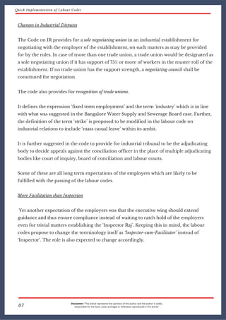 Suggestions to implement the proposed Labour Codes | PDF