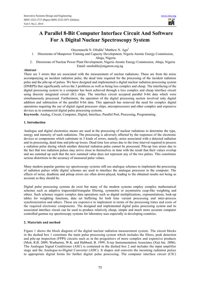 A parallel 8 bit computer interface circuit and software for a digital ...