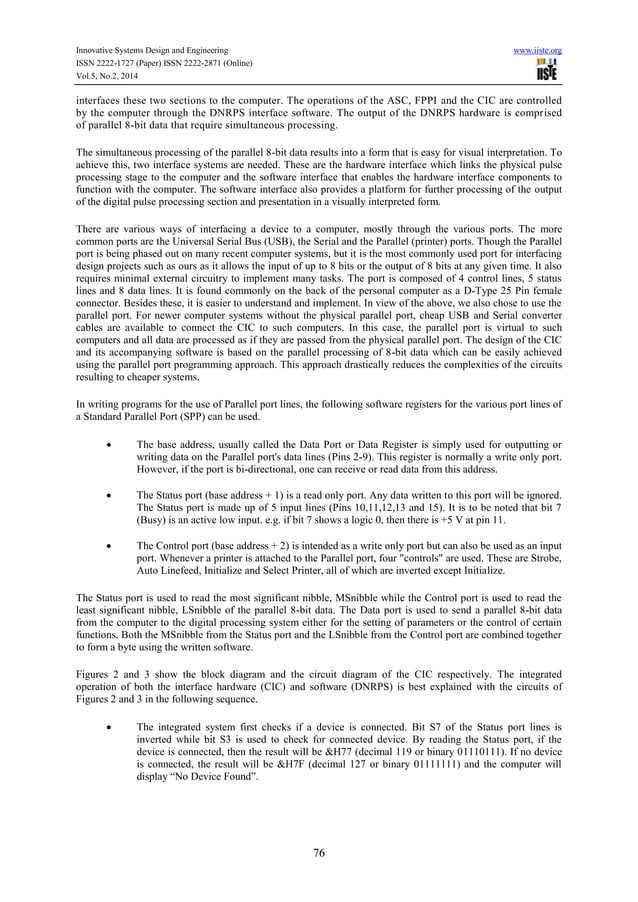 A parallel 8 bit computer interface circuit and software for a digital ...