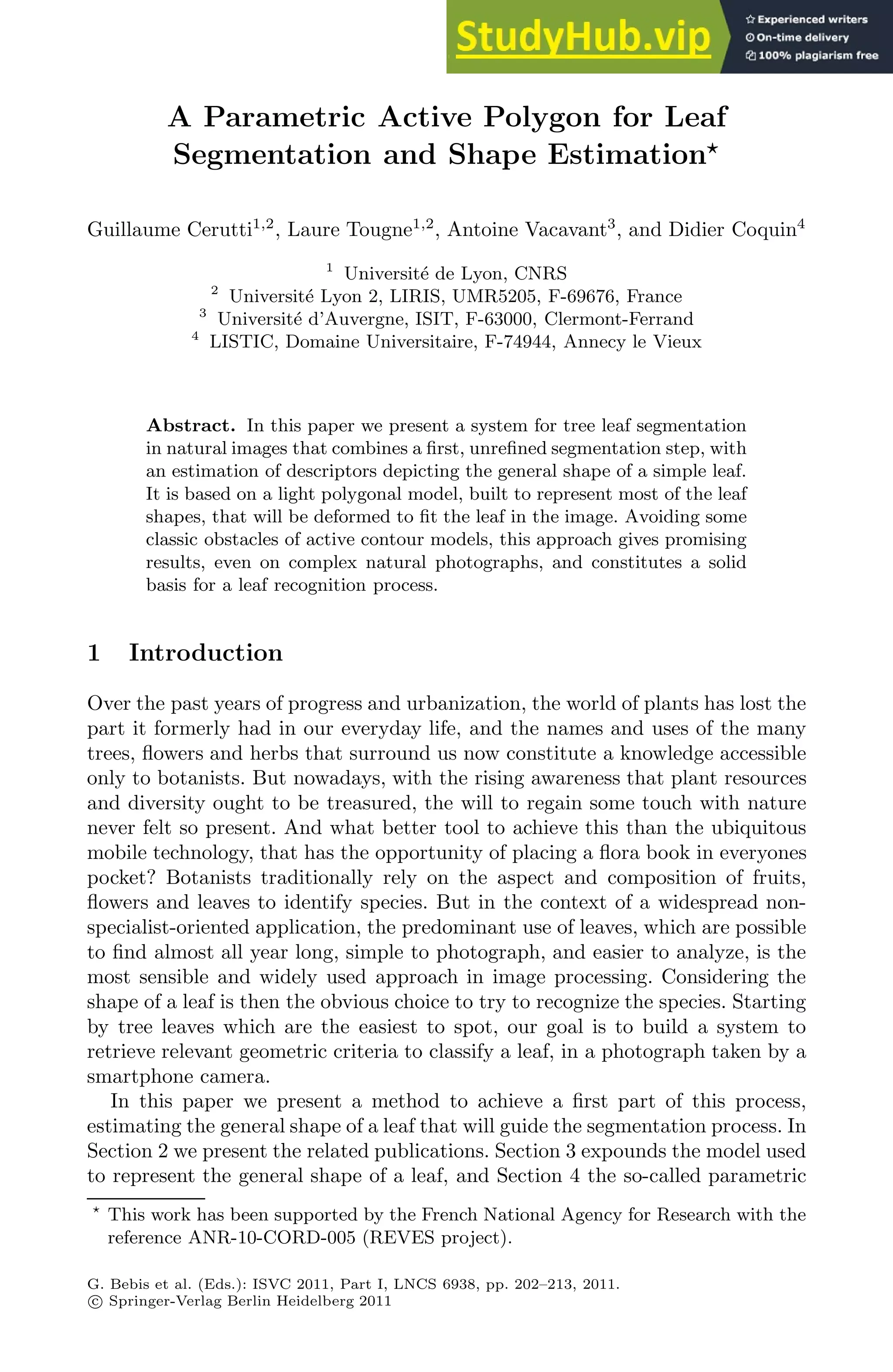A Parametric Active Polygon For Leaf Segmentation And Shape Estimation