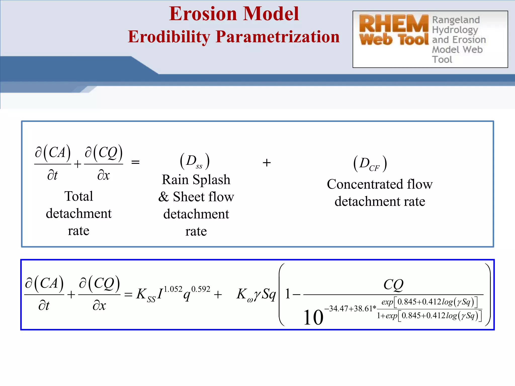 A parametrization approach to estimate erodibility | PPT