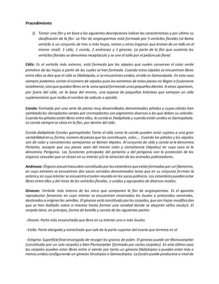 Aparato Reproductor de una flor angiosperma | DOCX