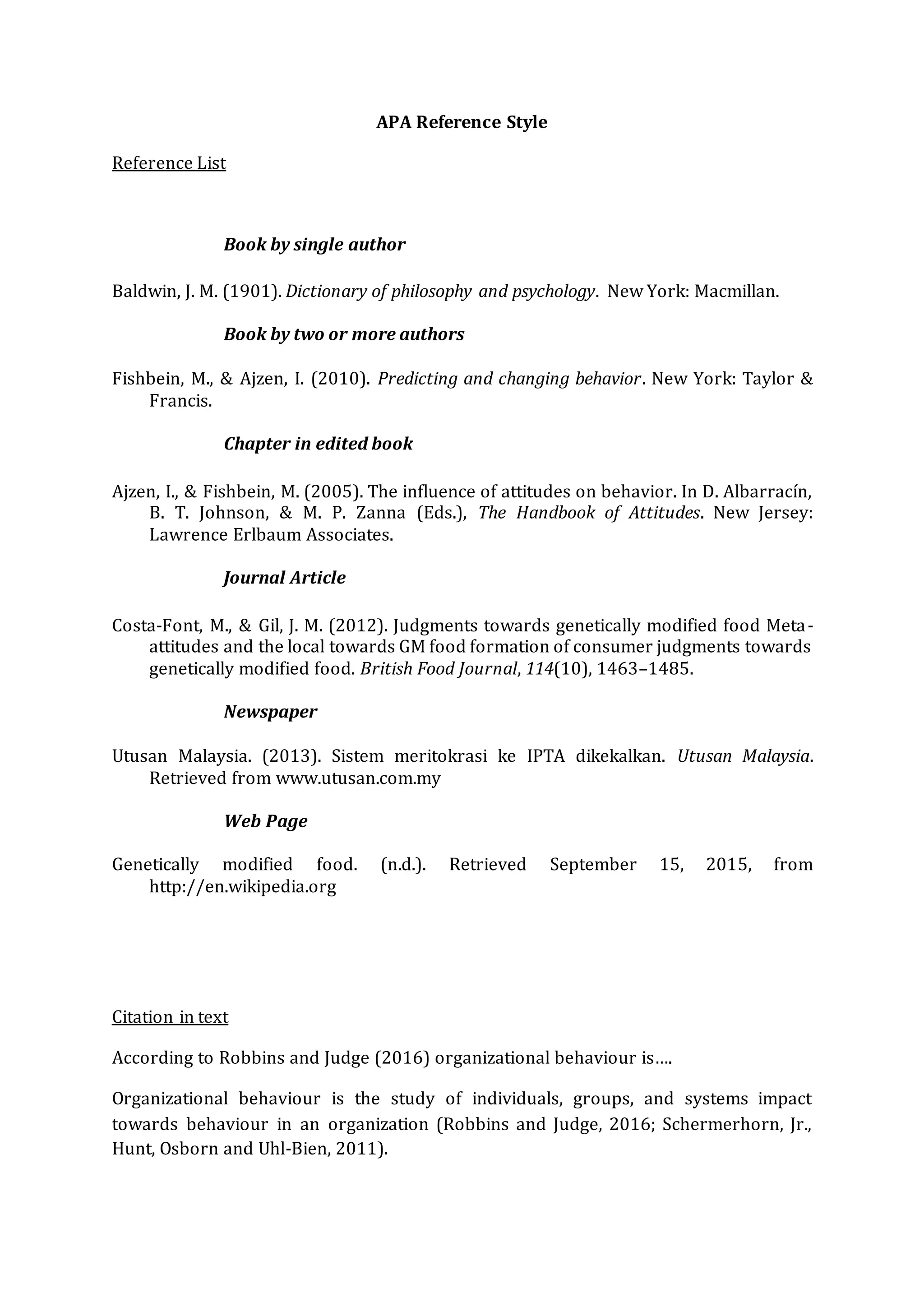 Apa reference style | PDF