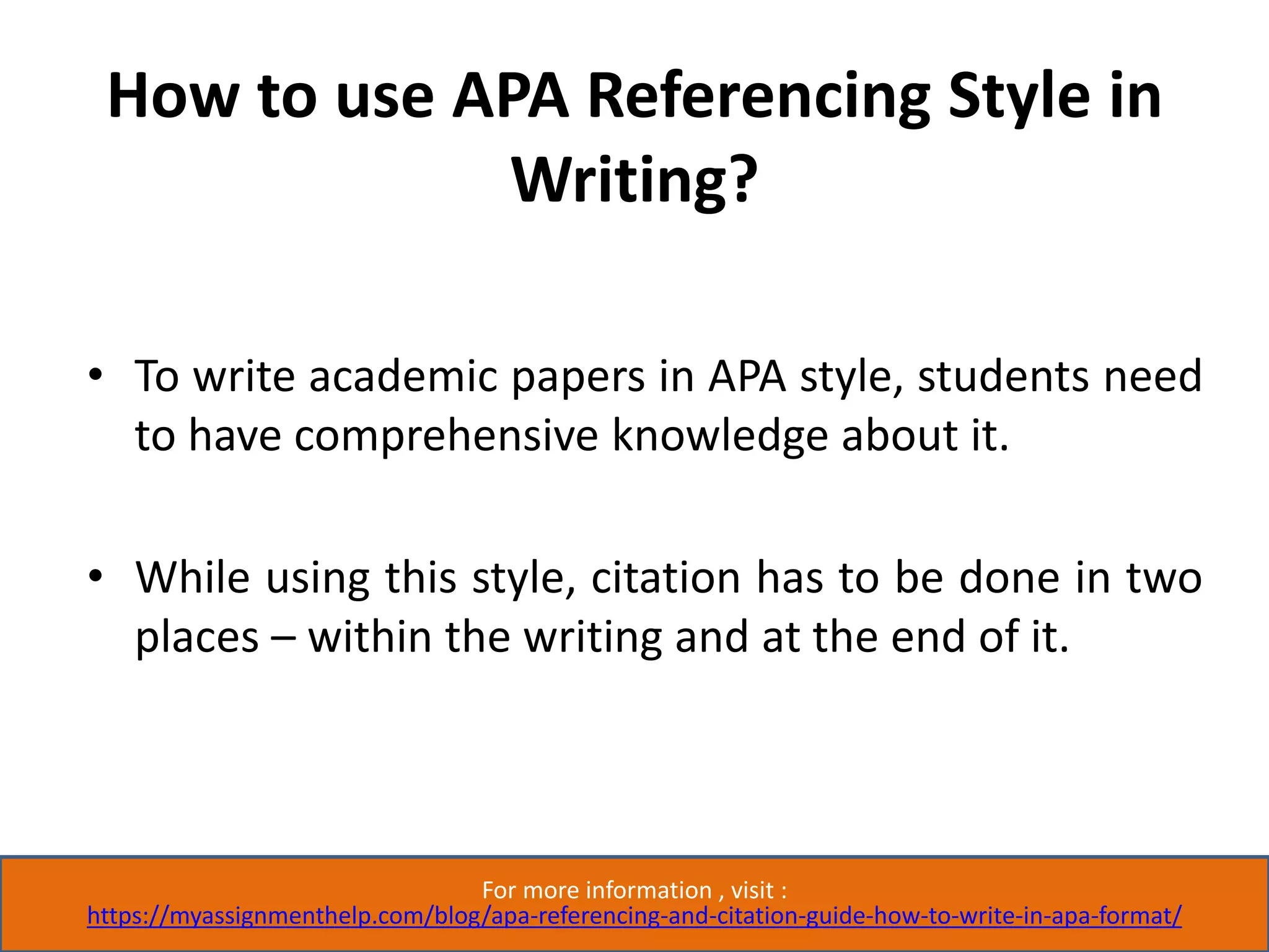 APA Referencing and Citation Guide How to Write in APA Format | PPTX