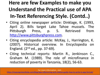 APA Referencing and Citation Guide How to Write in APA Format | PPTX