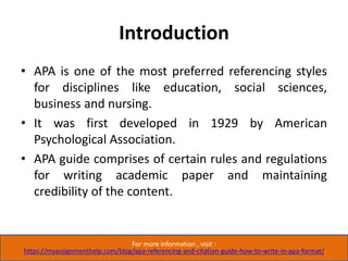 APA Referencing and Citation Guide How to Write in APA Format | PPTX