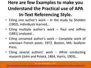 APA Referencing and Citation Guide How to Write in APA Format | PPTX