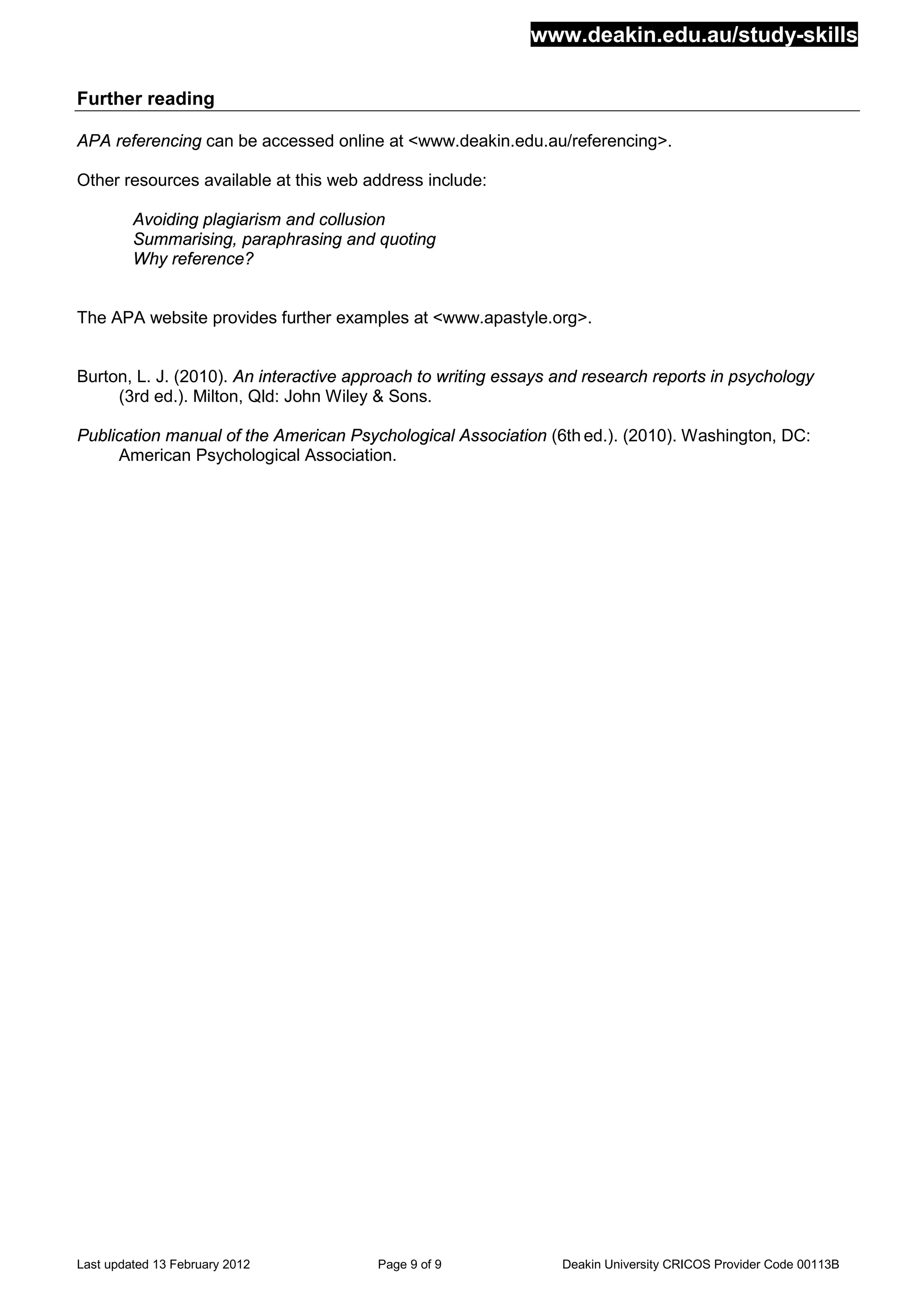 APA Reference Guide | PDF