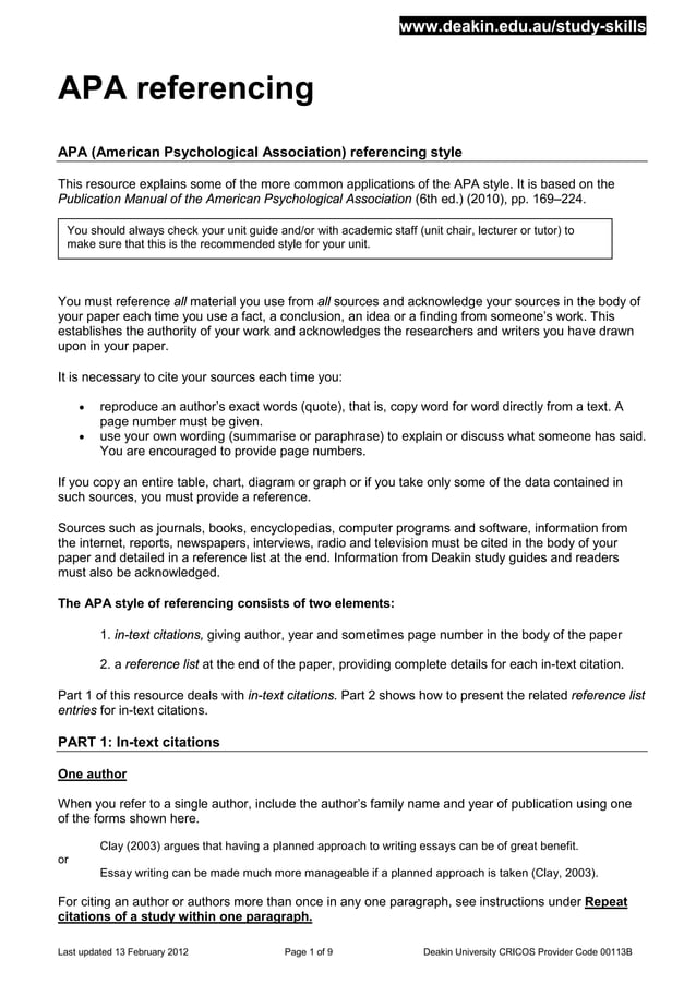 APA Reference Guide | PDF