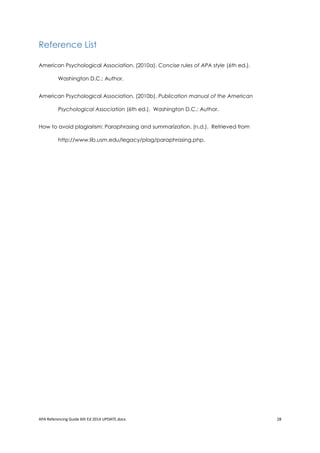 Apa referencing guide 6th ed 2014 update | PDF