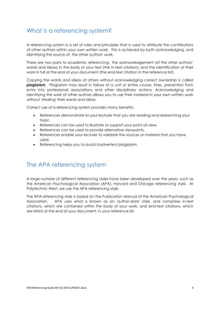 Apa referencing guide 6th ed 2014 update | PDF