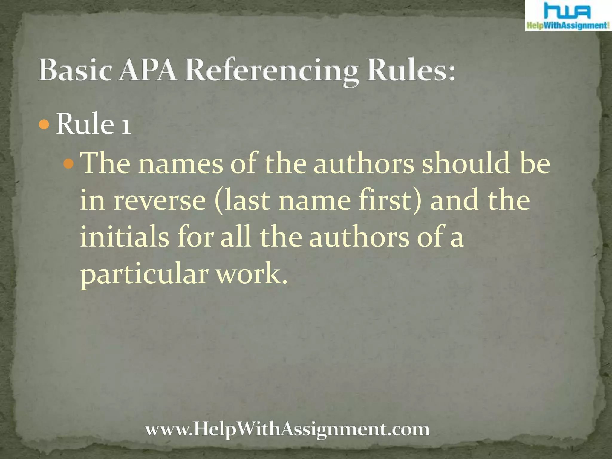 Apa Referencing Style 2010- 6th edition | PPTX | Publishing Industry ...