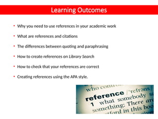 APA Referencing The basics: how to use APA | PPTX