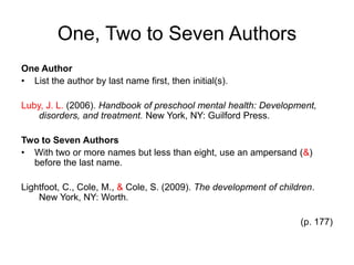 APA Reference Lists 6th Ed. | PPTX