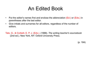 APA Reference Lists 6th Ed. | PPTX