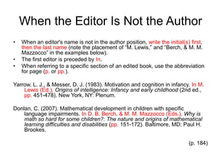 APA Reference Lists 6th Ed. | PPTX