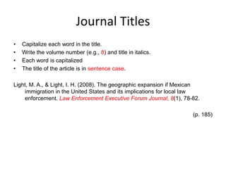 APA Reference Lists 6th Ed. | PPTX