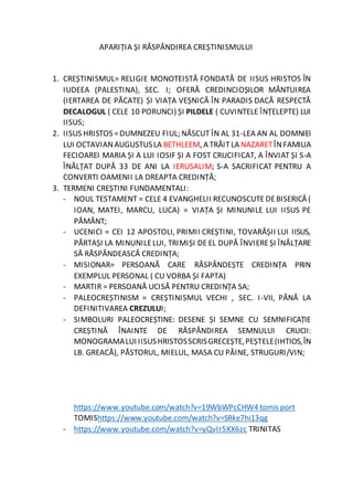 Aparitia si raspandirea crestinismului | DOCX
