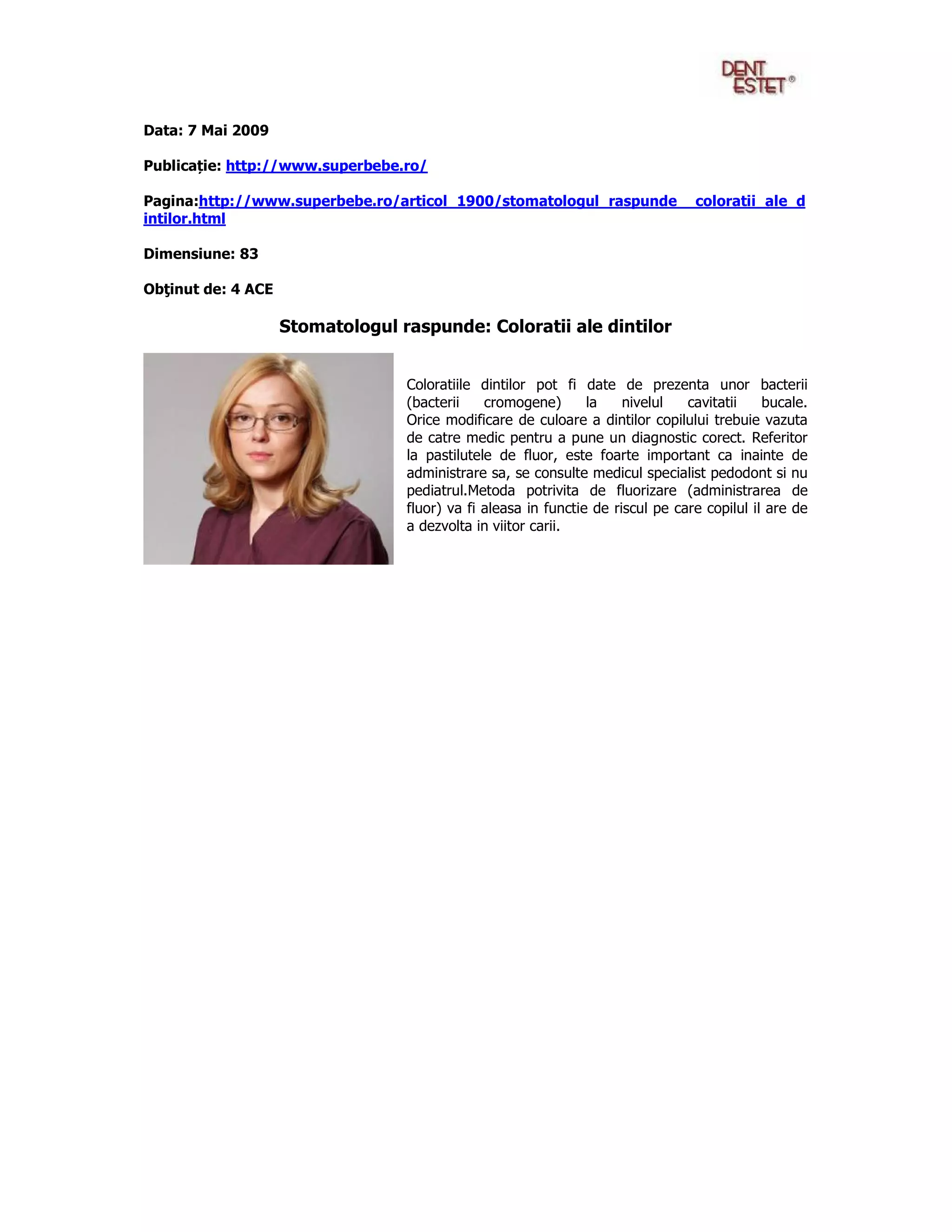 Super Bebe - Coloratii ale dintilor | PDF