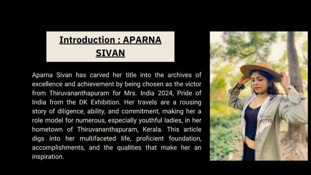 MISS THIRUVANANTHAPURAM 2024 - WINNER APARNA SIVAN | PDF