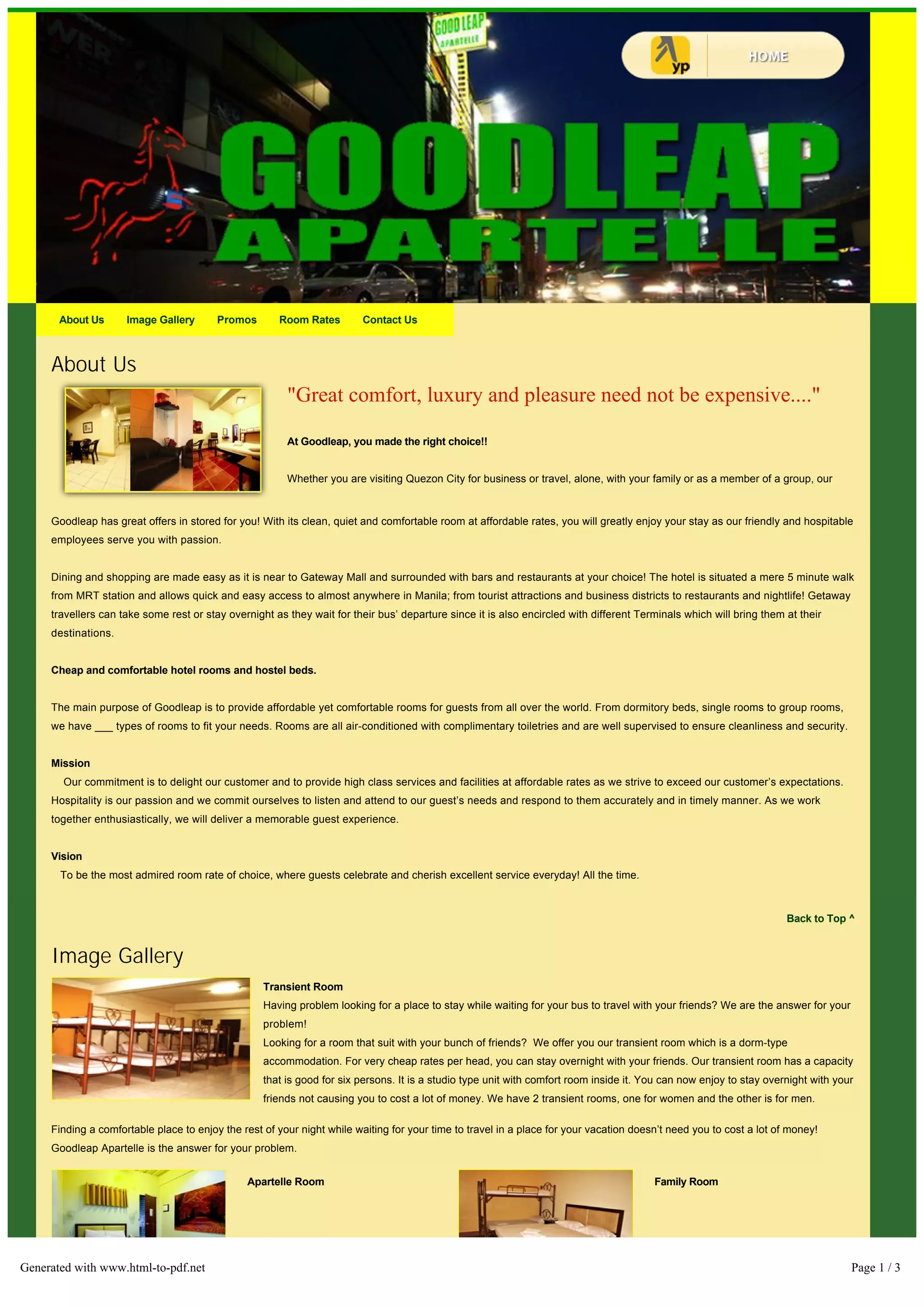 Apartelle hotel motel in metro manila - goodleap | PDF