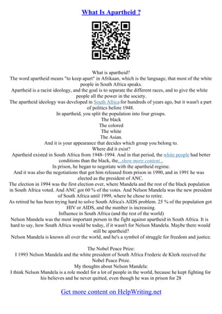 Apartheid Essay | PDF