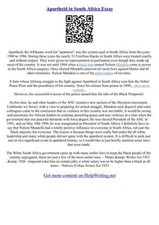 Apartheid Essay | PDF